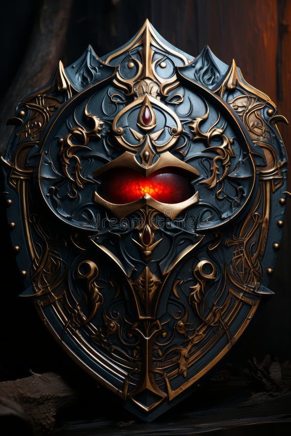 Dark Fantasy Shield Ai Generated Stock Illustration - Illustration of ...