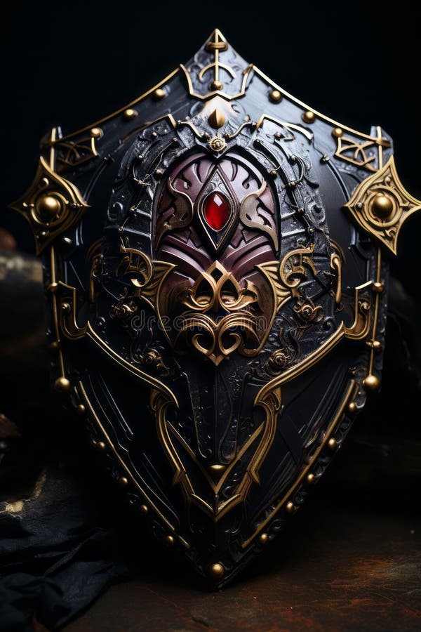 Dark Fantasy Shield Ai Generated Stock Illustration - Illustration of ...