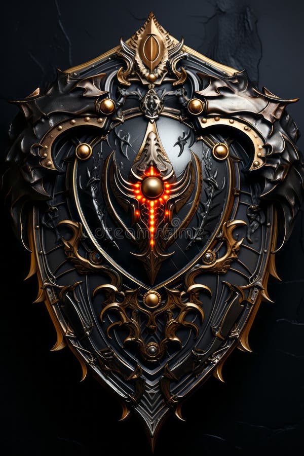 Dark Fantasy Shield Ai Generated Stock Illustration - Illustration of ...