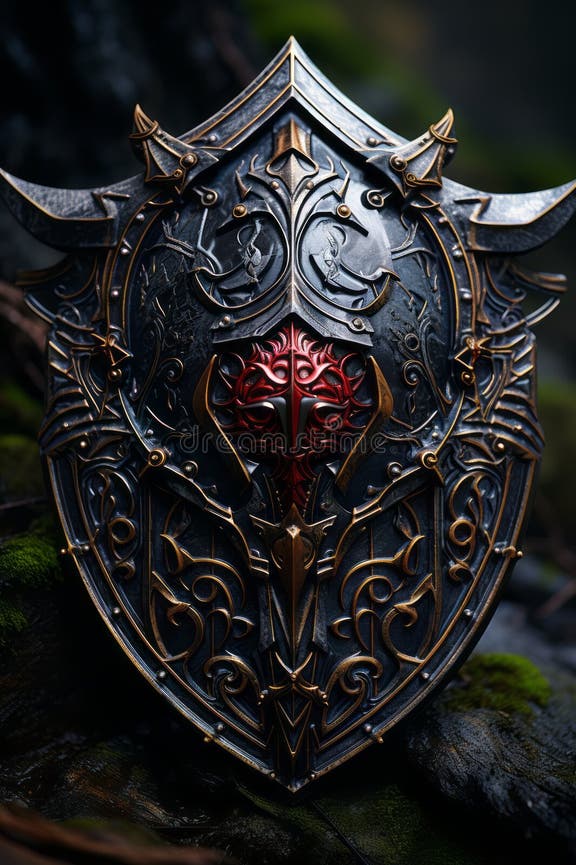 Dark Fantasy Shield Ai Generated Stock Illustration - Illustration of ...