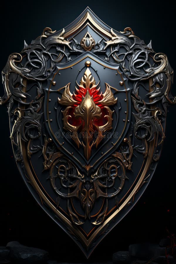 Dark Fantasy Shield Ai Generated Stock Illustration - Illustration of ...