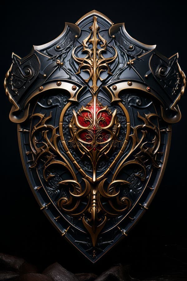 Dark Fantasy Shield Ai Generated Stock Illustration - Illustration of ...