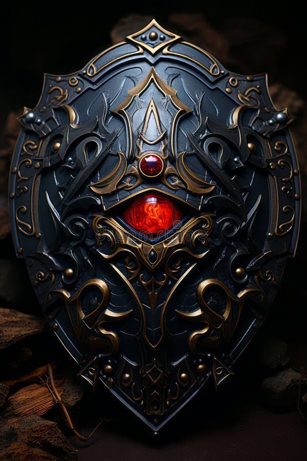 Dark Fantasy Shield Ai Generated Stock Illustration - Illustration of ...