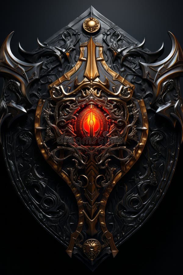 Dark Fantasy Shield Ai Generated Stock Illustration - Illustration of ...