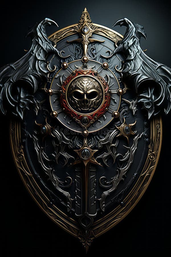 Dark Fantasy Shield Ai Generated Stock Illustration - Illustration of ...