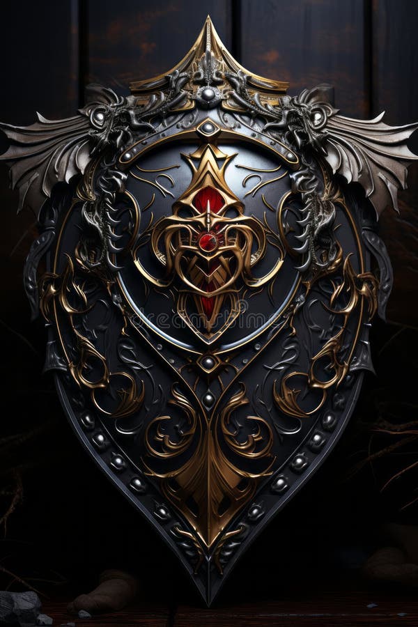Dark Fantasy Shield Ai Generated Stock Illustration - Illustration of ...
