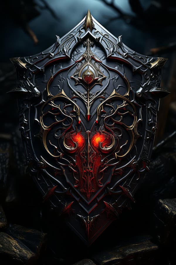 Dark Fantasy Shield Ai Generated Stock Illustration - Illustration of ...