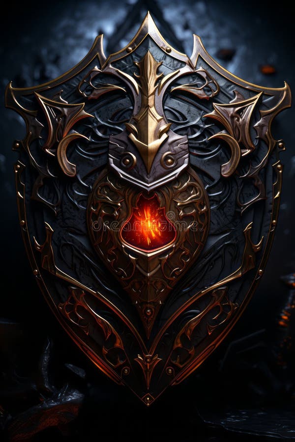 Dark Fantasy Shield Ai Generated Stock Illustration - Illustration of ...