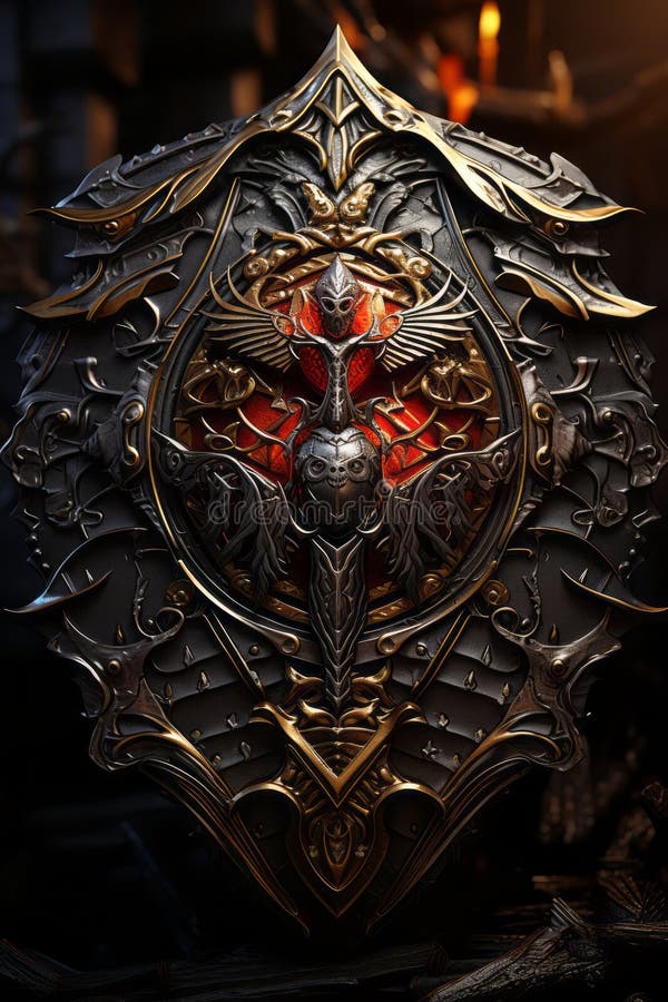 Dark Fantasy Shield Ai Generated Stock Illustration - Illustration of ...