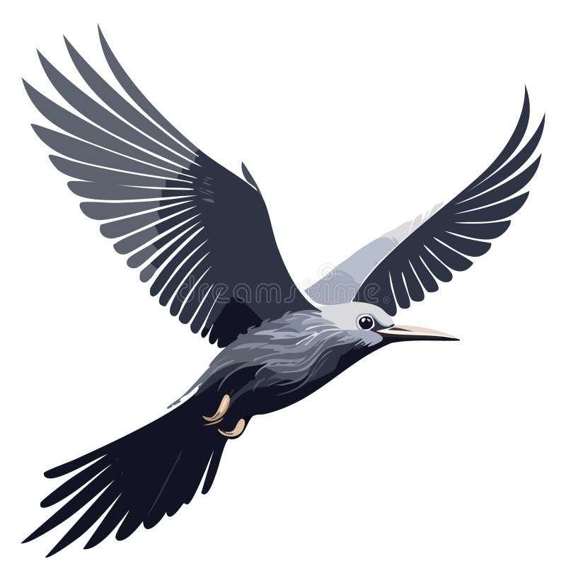 Dark-feathered Bird in Flight, Dynamic Illustration Showcasing Detailed ...