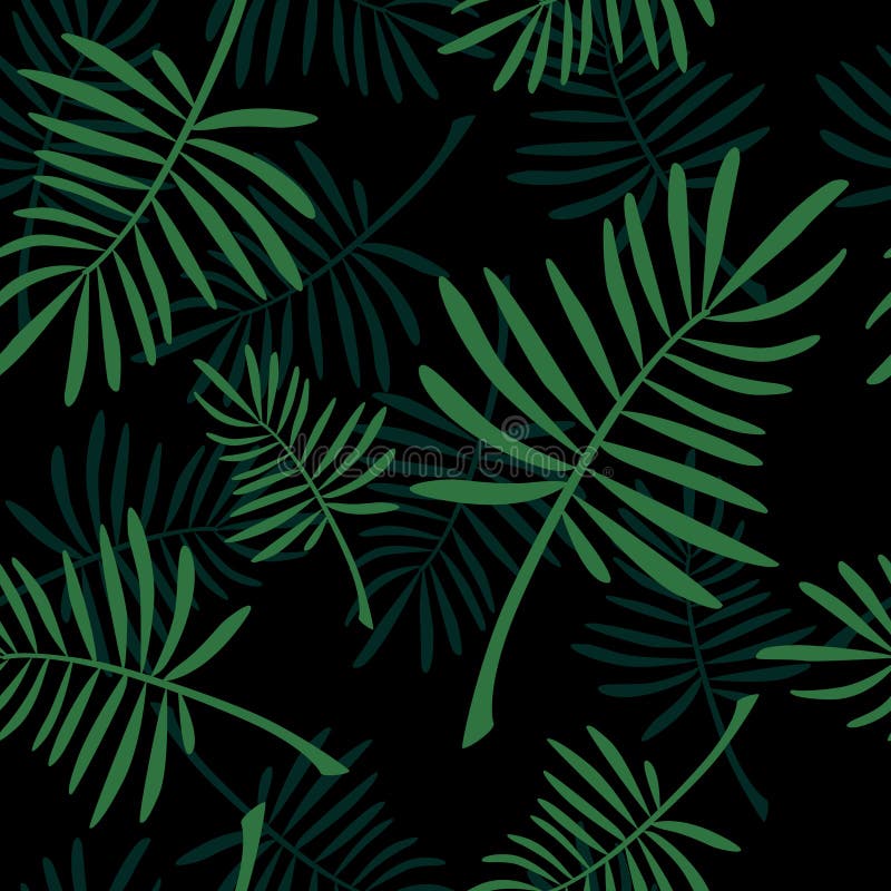 Dark Fern Seamless Pattern. Tropical Vector Illustration Stock ...