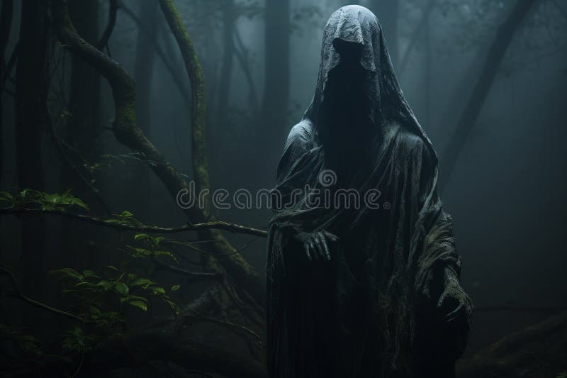 A Dark Figure Standing in the Middle of a Forest Stock Image - Image of ...