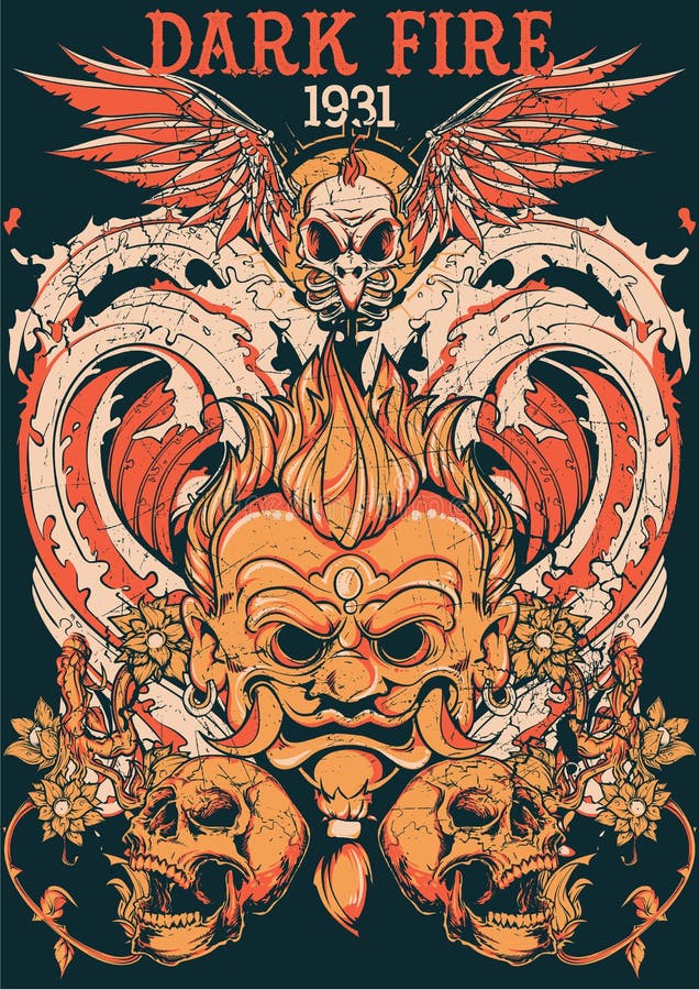 Dark fire stock vector. Illustration of crest, fearsome - 37246842