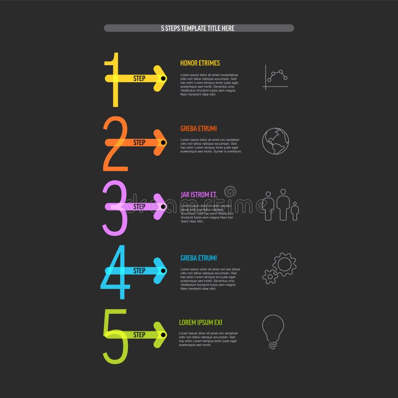 Dark Five Simple Color Steps Process Infographic Template Stock Vector ...