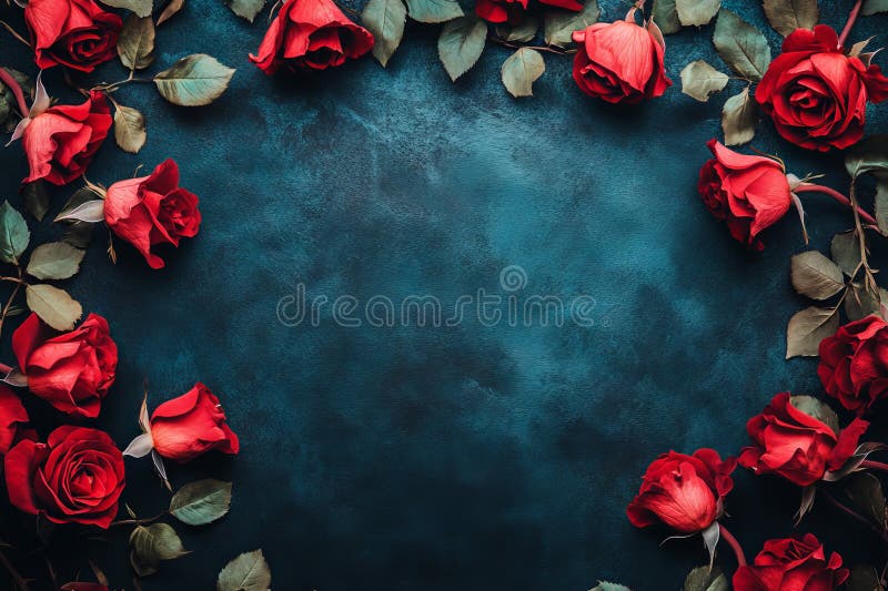 A Dark Floral Backdrop Featuring Red Roses and Ornate Vines Stock Image ...