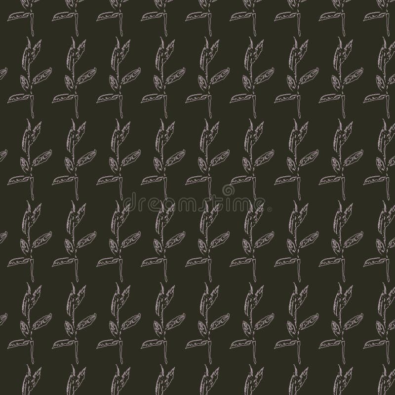 Dark Floral Background. Seamless Black Leaves Pattern Stock ...