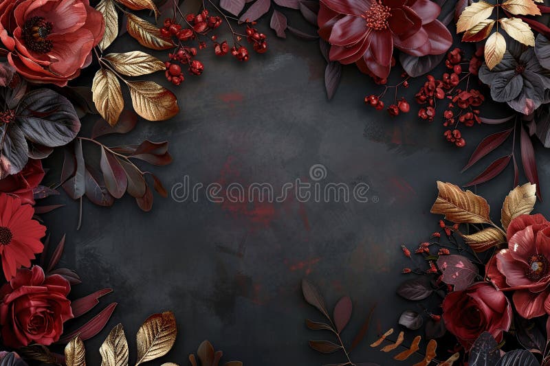 Dark Floral Frame stock illustration. Illustration of decor - 337912438