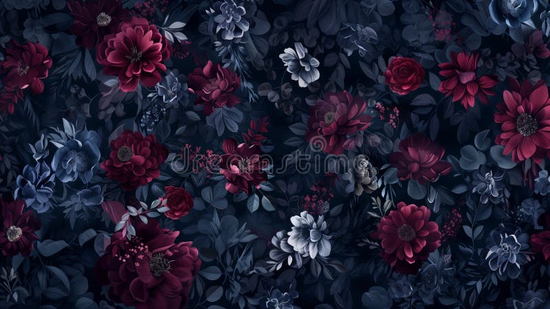 A Dark Floral Pattern Made in Rich, Deep Colors. this Pattern is Ideal ...