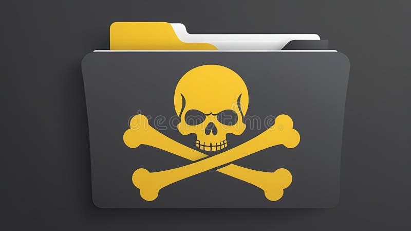 Warning Folder with Skull and Crossbones Icon Graphic Stock ...