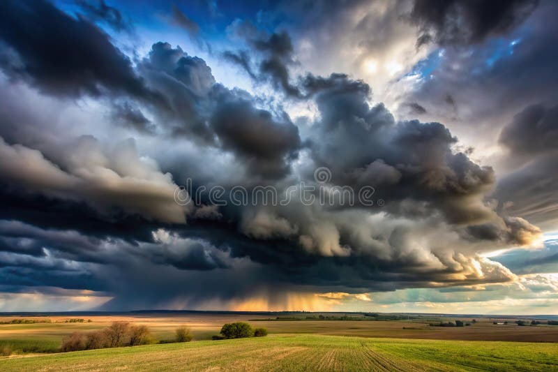 Shadowed Skies: Dark Clouds and Stratus Shadows Across the Landscape ...