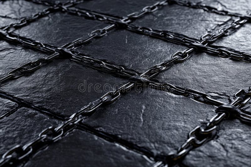 In a Dark, Foreboding Dungeon Corridor, Heavy Chains Lie on the Damp ...
