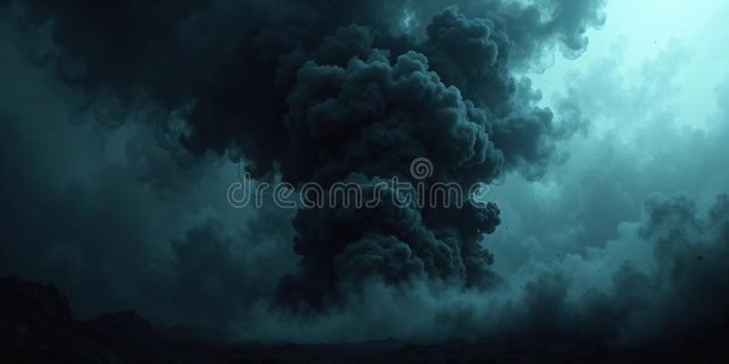 Dark and Foreboding Mass of Black Smoke Hanging Low - Dense Atmosphere ...