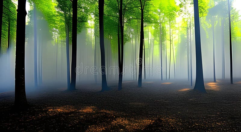 Dark Forest, AI Generated Illustration Stock Illustration ...