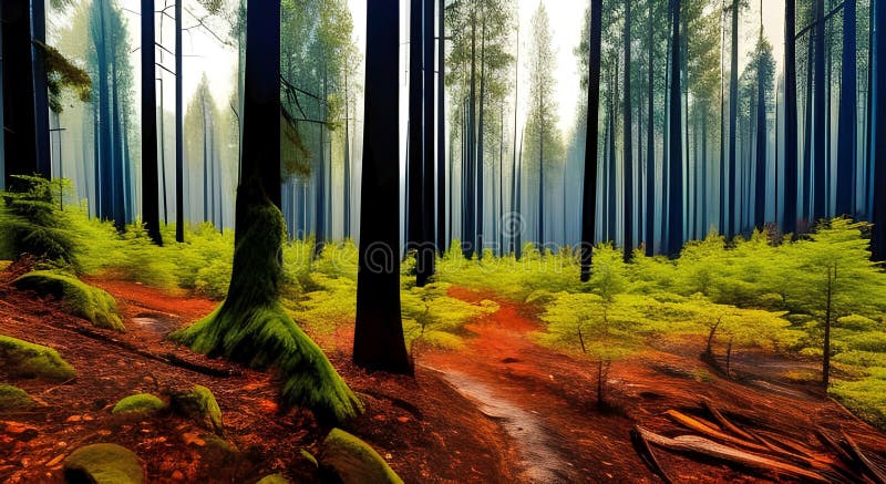Dark Forest, AI Generated Illustration Stock Illustration ...