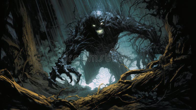 Dark Forest Monster: a Detailed and Mysterious Artwork by Bernie ...