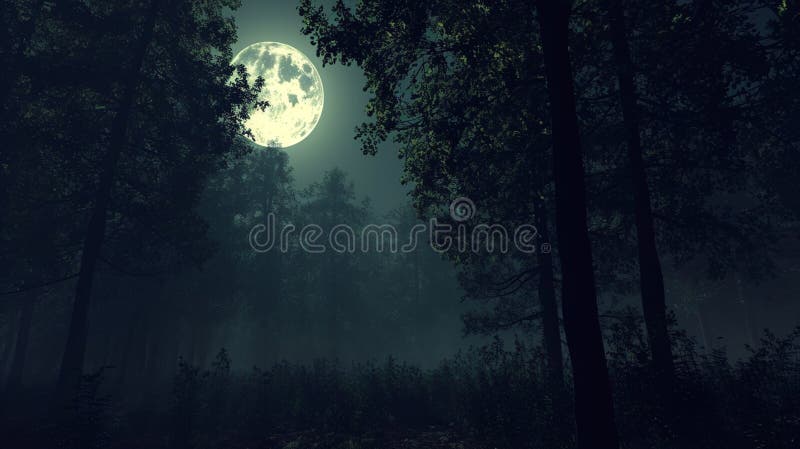 Dark Forest, Moonlight Illuminates the Beautiful Forest . Generative Ai ...