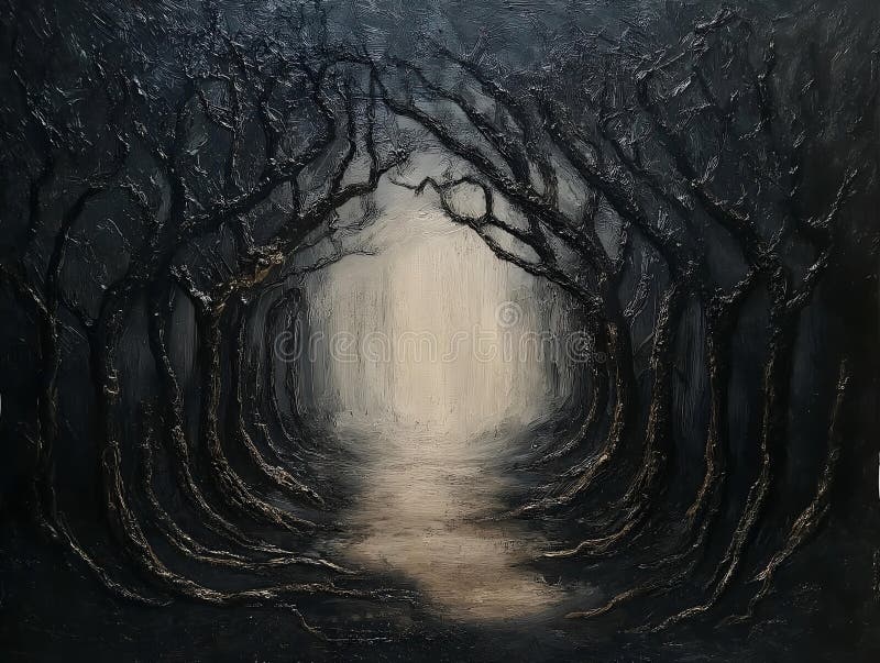 Dark Forest Path, Arching Trees, Dramatic Lighting, Mysterious ...