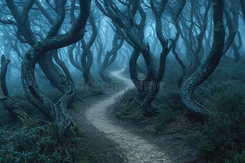A Dark Forest Path Lit by Moonlight, Perfect for a Mysterious Scene or ...