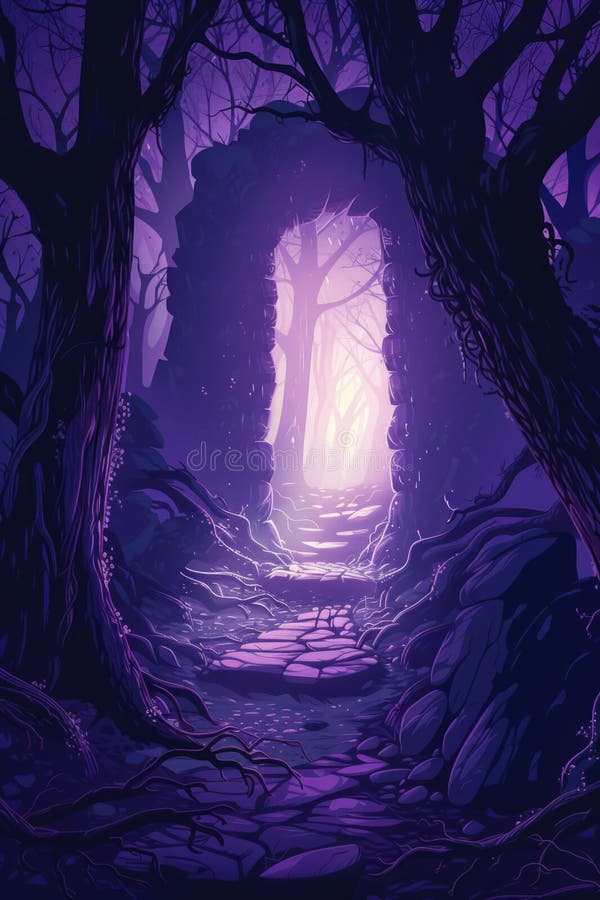 Dark Forest Path at Night stock photo. Image of eerie - 374624124