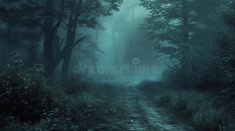 A Dark Forest Path stock illustration. Illustration of nature - 309547446