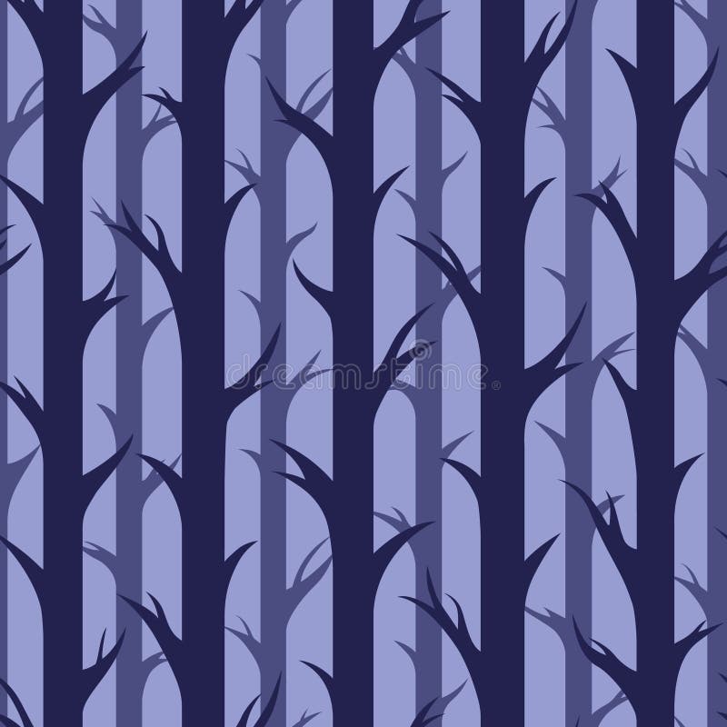 Dark Forest Seamless Pattern. Purple Trees Vector Illustration Stock ...