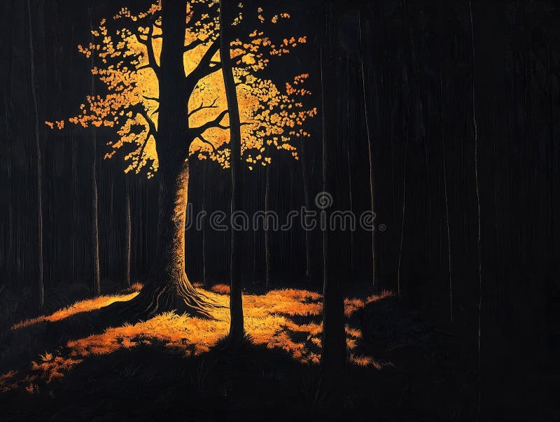 Dark Forest, Trees, Moonlight, Shadows, Mysterious Atmosphere, Tranquil ...