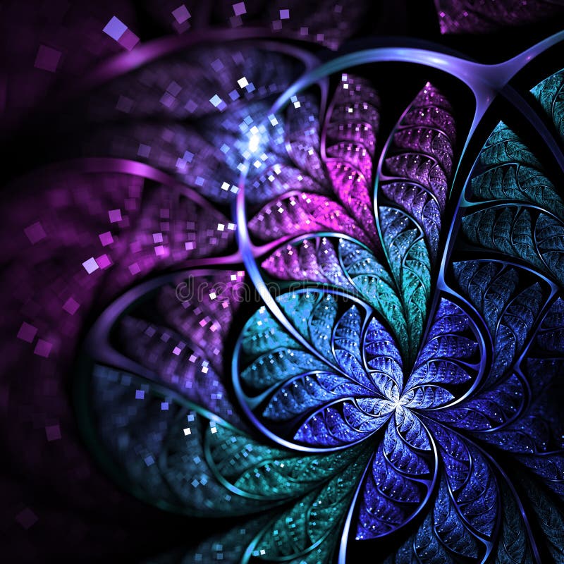 Dark Fractal Flower, Digital Artwork For Creative Graphic Design. Stock ...