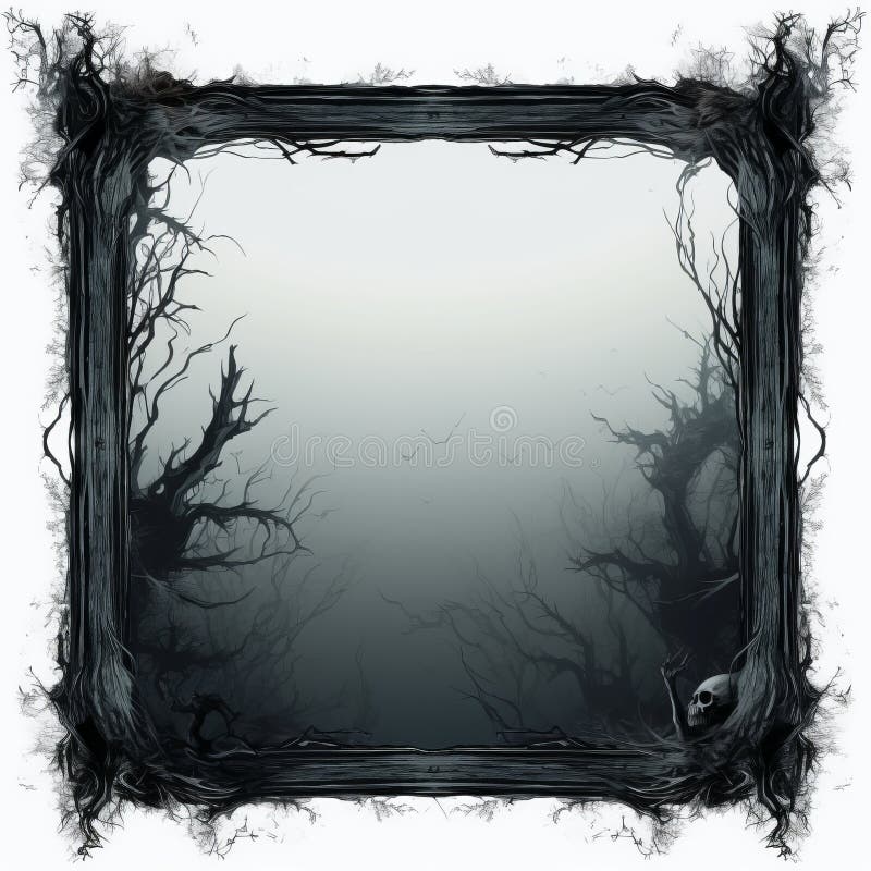 A Dark Frame with Trees and a Skull in it Stock Illustration ...