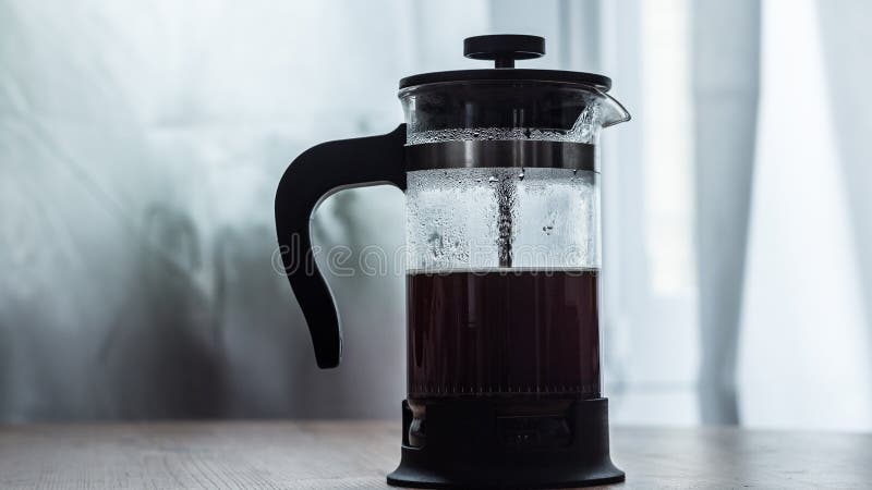 Dark French Press Coffee, Center Bottom Stock Image - Image of ...