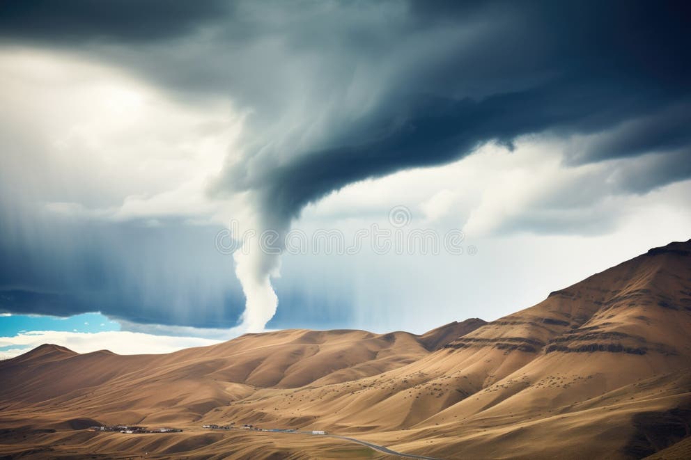 Dark Funnel Cloud Forming Above a Mountain Ridge Stock Image - Image of ...