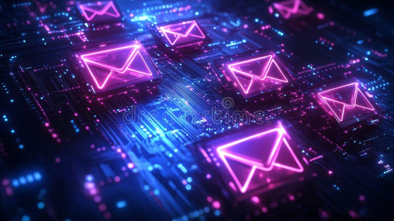 A Dark, Futuristic Background with Circuit-like Patterns and Bokeh ...