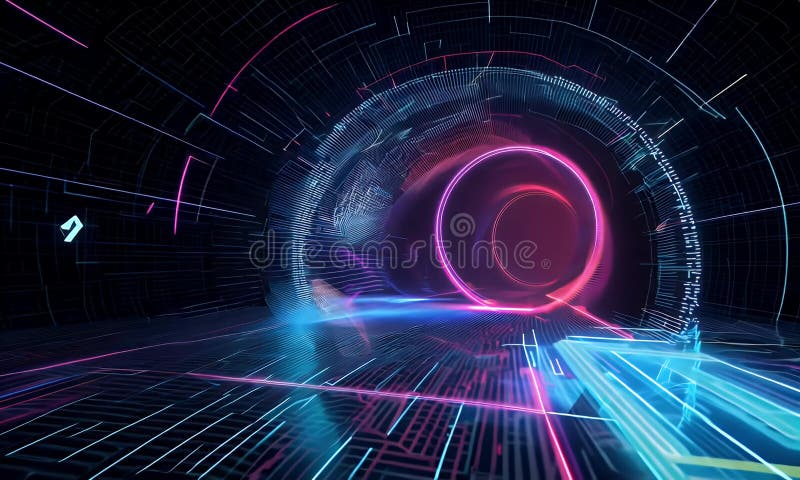 Dark Futuristic Background with Subtle Neon Grid Patterns Stock Footage ...