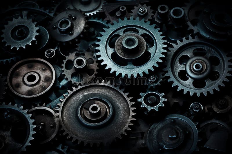 Dark Gears Background. Generative AI Stock Illustration - Illustration ...