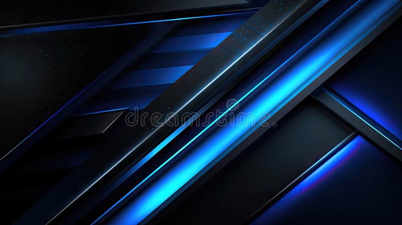 Dark Geometric Abstract Background with 3D Effect. Black and Blue ...