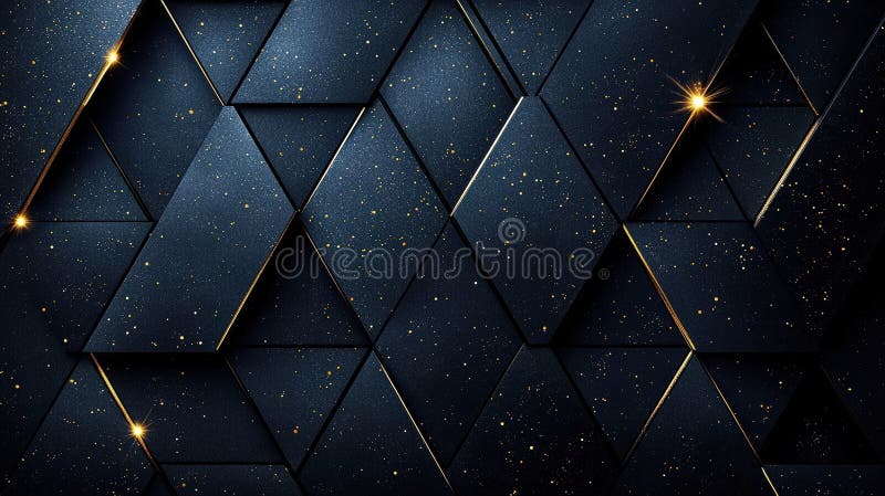 Dark Geometric Background with Shimmering Stars and Triangular Patterns ...