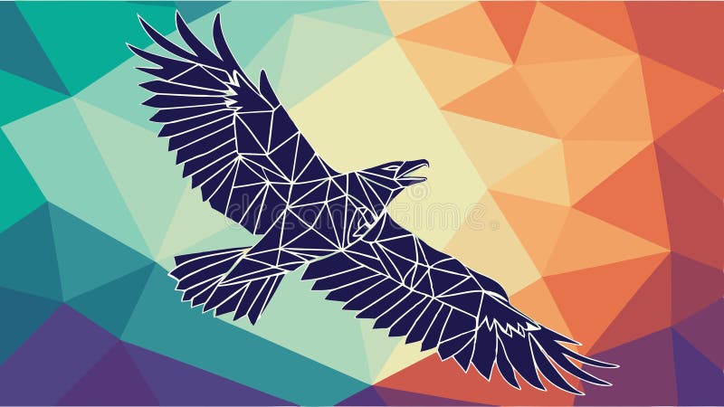 Dark Geometric Eagle, Abstract Polygonal Bird of Prey Art, Vector ...