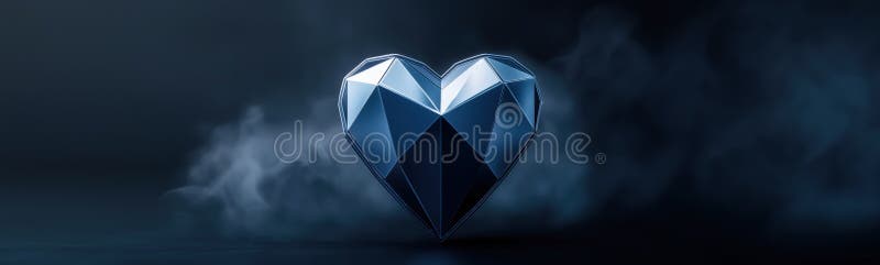 Dark Geometric Heart Centered on Black Background. Subtle Smoke Swirls ...