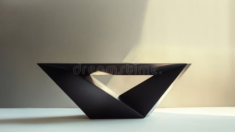 Dark Geometric Metal Sculpture with Triangular Forms Stock Illustration ...