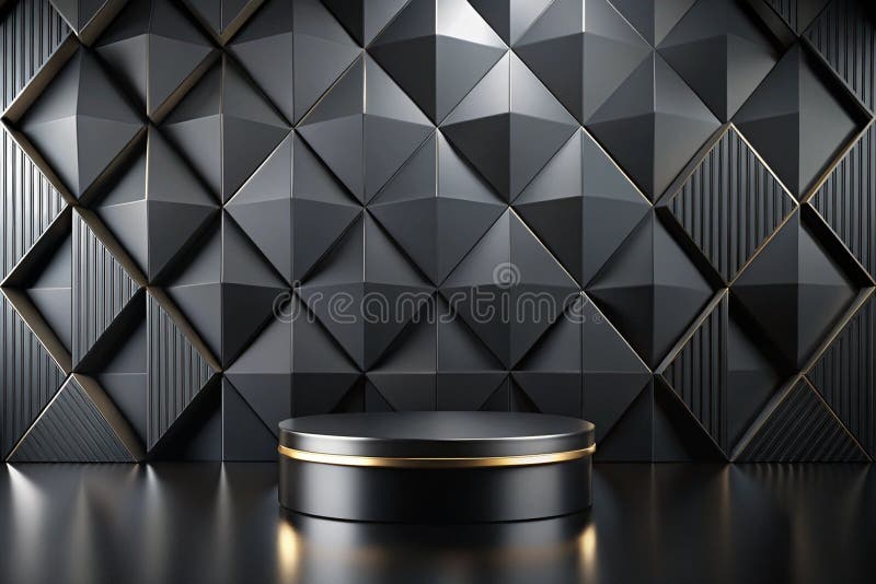 Dark Geometric Stage Mockup with Abstract Corner Patterns Stock ...