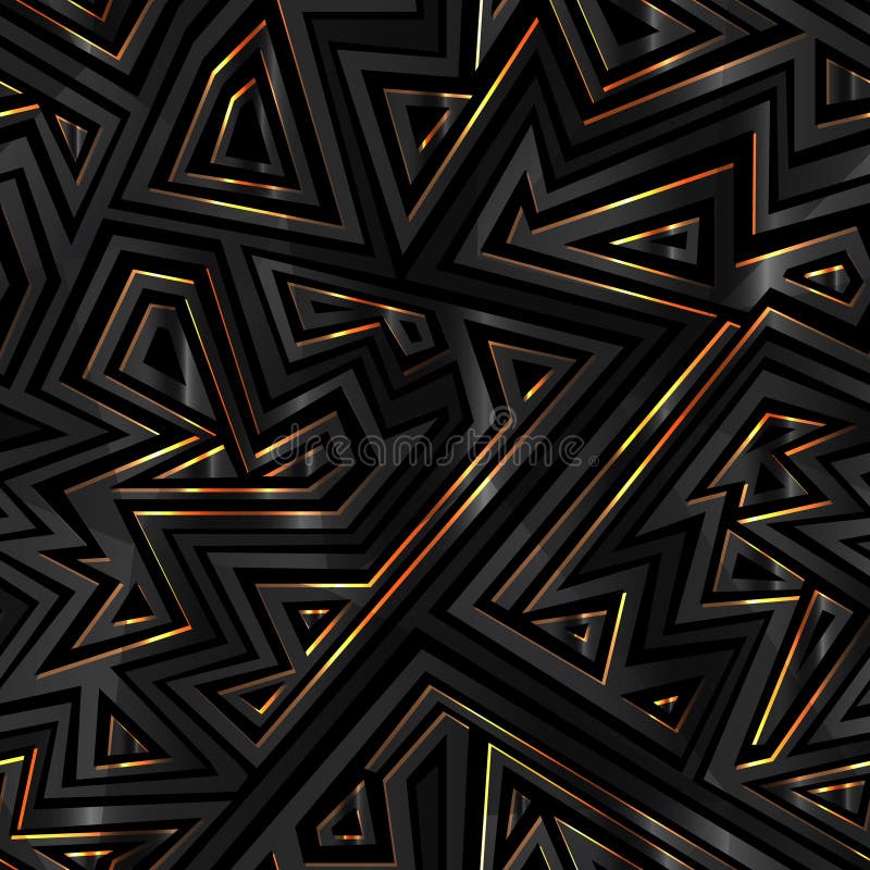 Dark Geometric Vintage Pattern with Metal Effect Stock Vector ...